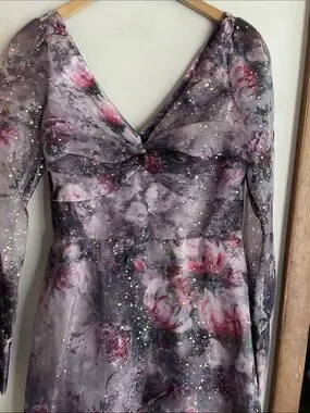 Marchesa Notte | Dresses | Marchesa Twisted Floral Appliqud Printed ...